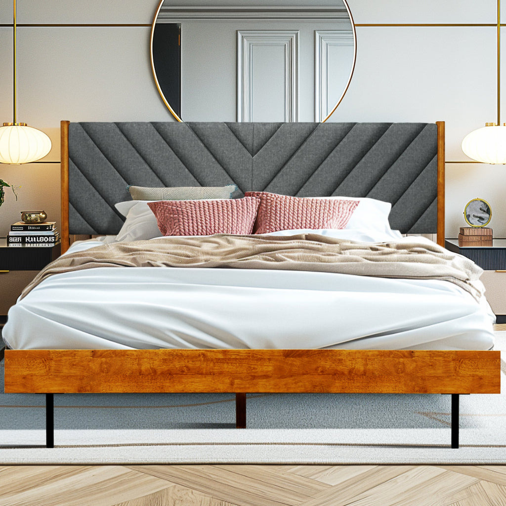 Astoria Upholstered Solid Wood Bed Frame for Elegant Bedrooms - Acacia ...